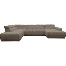 OTTO home Wohnlandschaft &raquo;Ballerup 359 x 228 cm, auch mit verstellbarer Sitztiefe&laquo; Kopfteile verstellbar, Pet Friendly Bezug, U-Form beige 100% 