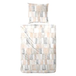 Primera Bettw&auml;sche &raquo;Perkal-Bettw&auml;sche Watercolor Check&laquo; 2 Stk. mit Karo-Muster beige Perkal, Obermaterial: 100% Baumwolle B/L: 155cm x 220cm, 1 Stk., 1 Stk., 