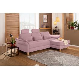Home Affaire Ecksofa &raquo;Palace L-Form&laquo; incl. Sitztiefenverstellung, wahlweise mit Schlaffunktion und Stauraum rosa Struktur fein (100% Polyester);