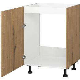 KOCHSTATION Sp&uuml;lenunterschrank &raquo;KS-Trea SP50&laquo; Breite 50 cm, H&ouml;he 75 cm braun eiche astig, B/H/T: 50cm x 75cm x 56cm, T&uuml;ren: 1 Stk. T&uuml;ranschlag rechts
