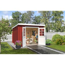 Lasita Maja Gartenhaus &raquo;San Jose 275&laquo; Blockbohlenhaus 28mm rot Massivholz ohne Fu&szlig;boden, ohne Dacheindeckung