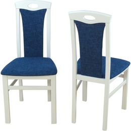 HOFMANN LIVING AND MORE 4-Fu&szlig;stuhl (Set) 2 Stk. blau Massivholz, Stoff B/H/T: 45cm x 95cm x 48cm, 2 Stk., uni