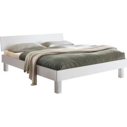 Hasena Holzbett &raquo;Forti&laquo; Fu&szlig;h&ouml;he 25 cm wei&szlig; MDF Liegefl&auml;che L&auml;nge B: 200cm x 200cm, H&ouml;he Bett: 41cm H&ouml;he Bettseite: 16cm H&ouml;he Liegefl&auml;che: variabel