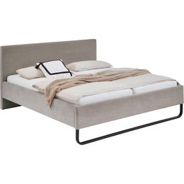 Meise M&ouml;bel meise.m&ouml;bel Polsterbett &raquo;Swing&laquo; aus Cordstoff, mit schwarzer Metallkuffe grau Liegefl&auml;che L&auml;nge B: 200cm x 180cm, Cord, H&ouml;he Bettseite: 45cm, ohne 