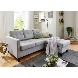 OTTO home Ecksofa &raquo;Tea L-Form&laquo; Ecksofa, frei im Raum stellbar und Recamiere beidseitig montierbar grau B/H/T: 189cm x 81cm x 150cm, Strukturstoff