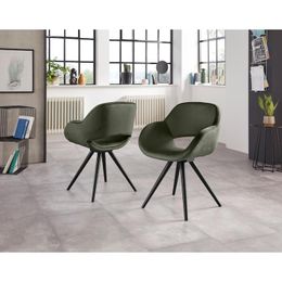 Home Affaire Armlehnstuhl &raquo;Aurora&laquo; (Set) 2 Stk.Gestell aus Massivholz Buche in schwarz lackiert gr&uuml;n Polyester B/H/T: 59cm x 83cm x 59cm, 2 Stk., 