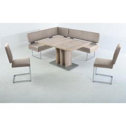 K+w Komfort & Wohnen K+W Komfort & Wohnen Essgruppe 4 Stk. tlg. langer Schenkel links oder rechts, 2 Freischwinger, 1 Funktionstisch grau B/H/T: 158cm x 89cm x 199cm, 