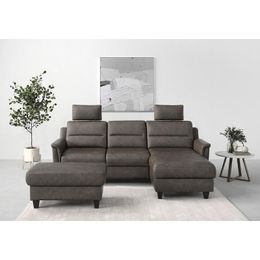 Sit & More sit&more Ecksofa &raquo;Far&ouml; L-Form&laquo; inklusive Federkern, wahlweise mit Schlaffunktion und Bettkasten braun B/H/T: 234cm x 90cm x 168cm, Microfaser, 