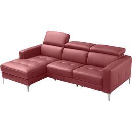 Egoitaliano Ecksofa &raquo;Matt, erstklassiger Sitzkomfort, aufwendige Detailverarbeitung, L-Form&laquo; mit verstellbaren Kopfteilen zum Relaxen rot Leder &raquo;BULL&laquo; (echtes 
