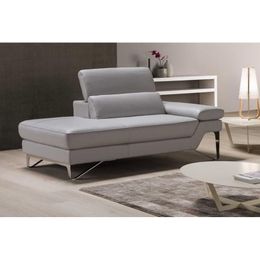 Egoitaliano Ottomane &raquo;Princess, elegantes Designsofa mit erstklassigem Sitzkomfort,&laquo; inkl. verstellbarem Kopfteil und edle Designmetallf&uuml;&szlig;e grau Leder &raquo;BULL&laquo; (
