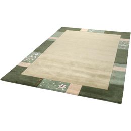 Theko Wollteppich &raquo;Royal Ganges&laquo; rechteckig 13 mm H&ouml;he 95% Wolle, mit Bord&uuml;re, ideal im Wohnzimmer & Schlafzimmer gr&uuml;n Viskose, Wolle B : 240cm 1 Stk.
