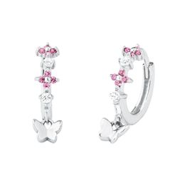 Prinzessin Lillifee Damen Paar Creolen &raquo;Schmetterlinge&laquo; mit Zirkonia (synth.) rosa Silber 925 (Sterlingsilber)