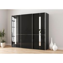 Musterring Schwebet&uuml;renschrank &raquo;Imola W&laquo; inkl. Einlegeb&ouml;den und Kleiderstangen, mit Glast&uuml;ren inkl. Zierspiegel grau Floatglas, Holzwerkstoff B/H/T: 246,3cm x 