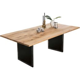 Sit Esstisch 1 Stk. tlg. Gestell im Used Look beige Wildeiche ge&ouml;lt, Metall B/H/T: 200cm x 77cm x 100cm, 200x100cm