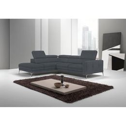 Egoitaliano Ecksofa &raquo;Claudie, Designsofa mit extrakomfortablem Sitzkomfort, L-Form&laquo; Inkl. Kopfteilverstellung, L-Form grau Luxus-Microfaser (100% Polyester) Leder