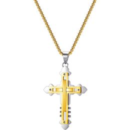 Firetti Herren Kette mit Anh&auml;nger &raquo;Schmuck Geschenk Edelstahl Halsschmuck Halskette Venezianerkette Kreuz&laquo; gelb Edelstahl, L: 60