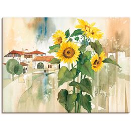 Artland Leinwandbild &raquo;Gruss der Sonnenblume&laquo; Blumen 1 Stk. tlg. auf Holzrahmen gespannt gelb Leinwand B/H/T: 60cm x 45cm, Leinwandbild Blumen Querformat, 1 
