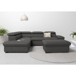 OTTO home Ecksofa &raquo;Alberto L-Form&laquo; mit Kopfteilverstellung, wahlweise mit Schlaffunktion braun Luxus-Microfaser Lederoptik (100% Polyester);Luxus-