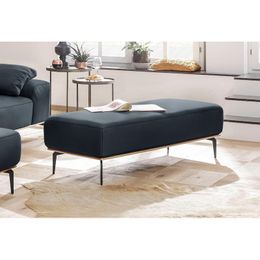 W.Schillig Polsterhocker &raquo;run&laquo; mit Holzsockel, F&uuml;&szlig;e in Schwarz pulverbeschichtet, Breite 150 cm blau Longlife Xtra-Leder Z73: Naturwalkleder der 