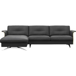 FLEXLUX Ecksofa &raquo;Glow, super bequem durch hochwertigem Sitzaufbau mit Federkern, L-Form&laquo; Modernes skandinavisches Design schwarz 100% Echteder B/H/T: 