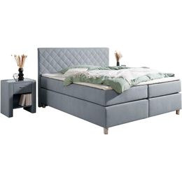 Home Affaire Boxspringbett &raquo;Bernard, in verschiedenen Breiten&laquo; inkl. Topper, Matratze in H2, H3 oder H4 erh&auml;ltlich blau Microfaser, Liegefl&auml;che B/L: 