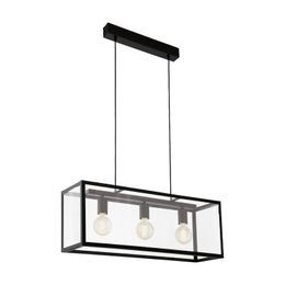 Eglo H&auml;ngeleuchte &raquo;CHARTERHOUSE&laquo; E27 1 Stk. Pendelleuchte, H&auml;ngeleuchte aus Stahl in Schwarz, Glas: klar, E27 schwarz 3, H: 110cm, 1 Stk.
