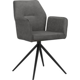OTTO home Esszimmerstuhl &raquo;Ozias&laquo; () Sitz und R&uuml;cken gepolstert, Gestell aus Metall schwarz, Sitzh&ouml;he 50 cm, 2er Set grau Stoff B/H/T: 56cm x 88cm x 