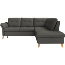 Sit & More sit&more Ecksofa &raquo;G&ouml;teborg&laquo; inkl. Sitztiefenverstellung, wahlweise mit Bettfunktion & Bettkasten grau B/H/T: 250cm x 90cm x 226cm, NaturLEDER Stoff, 