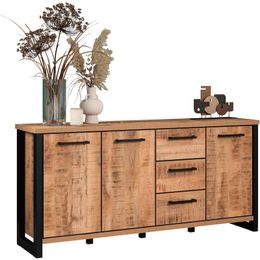 Home Affaire Sideboard &raquo;Elda&laquo; 1 Stk. tlg. Sideboard mit 3 T&uuml;ren & 3 Vollauszug Schubladen &ndash; (B/T/H) 180/45/86 cm braun Holzwerkstoff, MDF, Metall B/H/