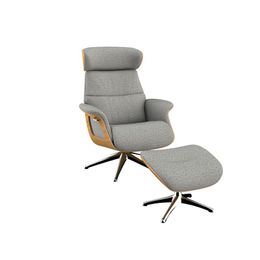 FLEXLUX Relaxsessel &raquo;Clement R&uuml;cken u. Kopfverstellung, ergonomisch, Airchannels&laquo; R&uuml;cken- & Kopfteilverstellung, Drehbar, Armlehne Eiche, Fu&szlig; Alu grau