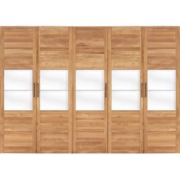 Home Affaire Kleiderschrank &raquo;Chamara&laquo; aus massivem Eichenholz, in unterschiedlichen Breiten, H&ouml;he 218 cm beige B/H/T: 307cm x 218cm x 65cm, T&uuml;ren: 5 