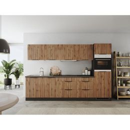 KOCHSTATION K&uuml;chenzeile &raquo;KS-Lagos, Breite 300 cm, wahlweise mit E-Ger&auml;ten&laquo; GK-oder Induktionskochfeld, Sp&uuml;le in edelstahl oder schwarz beige B/H/T: 