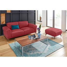 W.Schillig 2-Sitzer &raquo;montanaa&laquo; mit Metallf&uuml;&szlig;en in Bronze pulverbeschichtet, Breite 192 cm rot B/H/T: 192cm x 78cm x 94cm, Longlife Xtra-Leder Z59