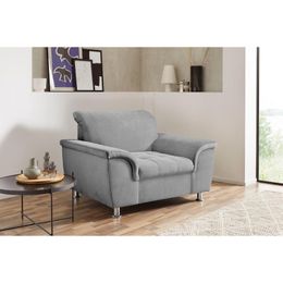 DOMO collection Sessel &raquo;FRANZI zeitlos und elegant, moderne Sitzheftung&laquo; wahlweise mit Kopfteilverstellung grau Chenille-Struktur, ohne 