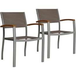 Merxx Gartenstuhl &raquo;Monaco&laquo; (Set) 2 Stk.Armst&uuml;tzen aus Akazie, stapelbar grau Obermaterial: 100% Polyester B/H/T: 59cm x 85cm x 56cm, 2 Stk.
