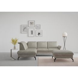 Sit & More sit&more Ecksofa &raquo;Fashion L-Form&laquo; wahlweise mit Kopfteilverstellung und Vorziehsitz, motorisch grau B/H/T: 250cm x 84cm x 207cm, Luxus-Microfasermit 