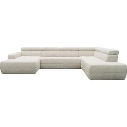 OTTO home Wohnlandschaft &raquo;Ballerup 359 x 228 cm, auch mit verstellbarer Sitztiefe&laquo; Kopfteile verstellbar, Pet Friendly Bezug, U-Form beige 100% 