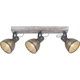 Globo LIGHTING Deckenspot &raquo;MORI&laquo; E27 1 Stk. Holz-Strahler antik wei&szlig; get&uuml;ncht, Metall grau-blau, E27 40W grau 3, H: 25cm, 1 Stk.