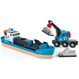 Brio Spielzeugeisenbahn-Erweiterung &raquo;Brio WORLD, Containerschiff mit Kranwagen&laquo; bunt Einheitsgr&ouml;&szlig;e Spielzeugeisenbahn-Erweiterung