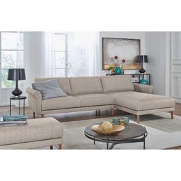 Creation BY ROLF BENZ Ecksofa &raquo;CR.450, Designecksofa, L-Form&laquo; Armlehne Schnecke modern Landhaus, Breite 262 cm, Fu&szlig; Nussbaum bunt Chenille COCO (72% 