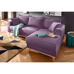 Home Affaire Ecksofa &raquo;Edina L-Form&laquo; auch in Baumwollmix-Bezug, im skandinavischem Stol lila Webstoff (100% Polyester);Baumwollmix (50% Baumwolle, 50% 