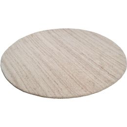 Theko Wollteppich &raquo;Royal Berber Uni&laquo; rund 18 mm H&ouml;he Berber Optik, reine Wolle, ideal im Wohnzimmer & Schlafzimmer beige Schurwolle &Oslash; 240cm 1 Stk., 