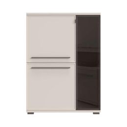 OTTO home Highboard &raquo;Opera Sideboard, Kommode, Glast&uuml;r mit Aluminiumrahmen&laquo; UV lackiert, Soft Close Funktion, H&ouml;henverstellbare F&uuml;&szlig;e beige Glas, 