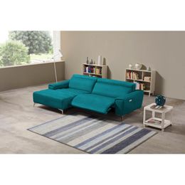 Egoitaliano Ecksofa &raquo;Suzette, Designsofa mit hohem Sitzkomfort&laquo; mit Recamiere, inkl. 1 elektronischen Relaxfunktion, L-Form blau B/H/T: 266cm x 95cm x 163cm, 