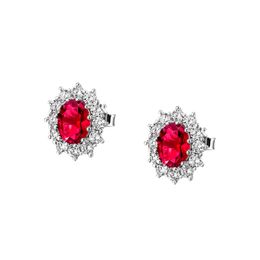 Firetti Damen Paar Ohrstecker &raquo;Schmuck Geschenk Silber 925 Ohrschmuck Ohrringe Lady D Diana Royal&laquo; mit Glasstein, Zirkonia (synth.) rot Silber 925 (