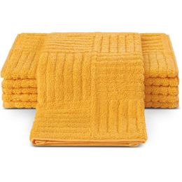 Ross Gaestehandtuecher &raquo;CARRE&laquo; 100% Baumwolle, Rippenstruktur, gro&szlig;e Farbauswahl gelb Frottier, Frottier B/L: 30cmx50cm, 6 Stk., Frottier