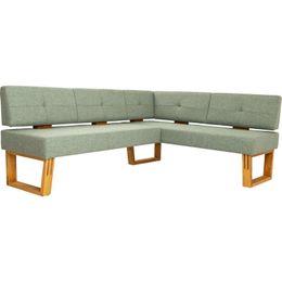 OTTO home Eckbank &raquo;Ponza Polsterbank, Esszimmerbank&laquo; mit Massivholzgestell, K&uuml;chenbank in tollen Farben, Breite 201x161 cm braun Stoff B/H/T: 201cm x 