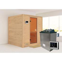 Karibu Sauna &raquo;Menja&laquo; Set, Ofen 9 KW externe Strg easy beige Saunaofen, externe Steuerung, 9 kW