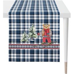 Apelt Tischl&auml;ufer &raquo;5802&laquo; blau Baumwolle, Polyester B/L: 48cm x 140cm, 1 Stk.