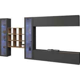 Home Affaire Wohnwand &raquo;Maruska&laquo; 1 Stk. tlg. grau Holzwerkstoff B/H/T: 350cmcm x 180cmcm x 30cmcm